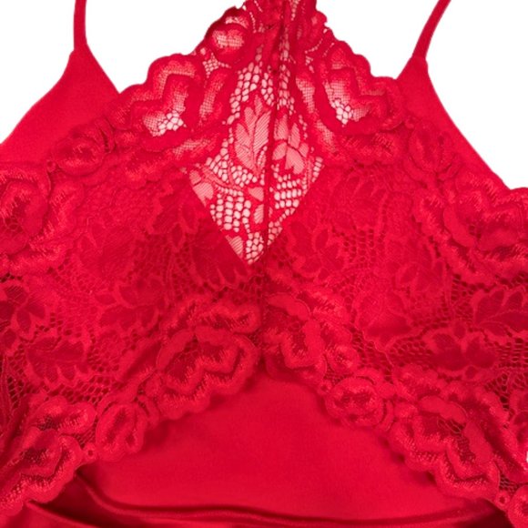 Fashion Nova | Tops | Fashion Nova Medium Red Baby Doll Lace Top | Poshmark